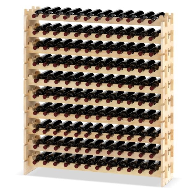 120 Bottles Wine Rack 10-Tier Stackable Wine Storage Stand - Costway