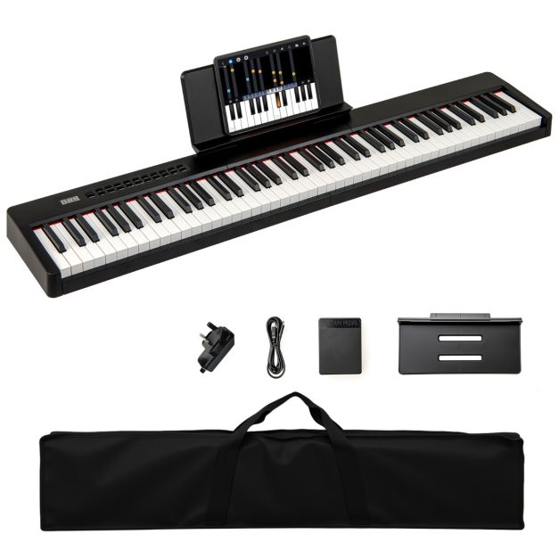 88 Keys Velocity-Sensitive Piano Keyboard with Music Stand and Carry ...