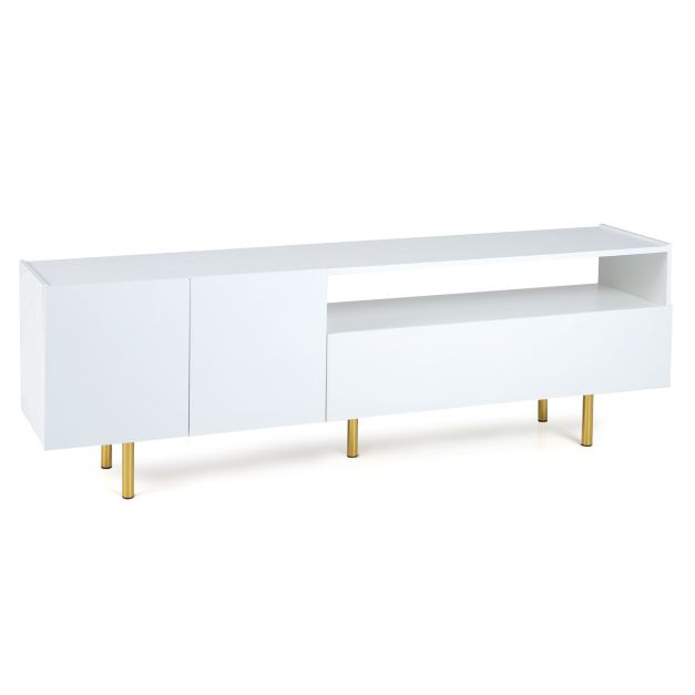 Modern Entertainment Center with 2 Doors Drawer and 5 Metal Legs - Costway