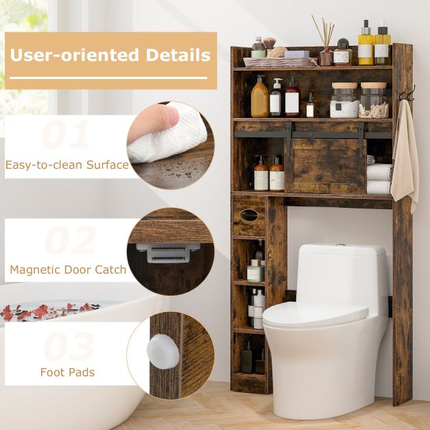 Rustic Over The Toilet Storage SUGIFT 3 Tier Over The Toilet Storage