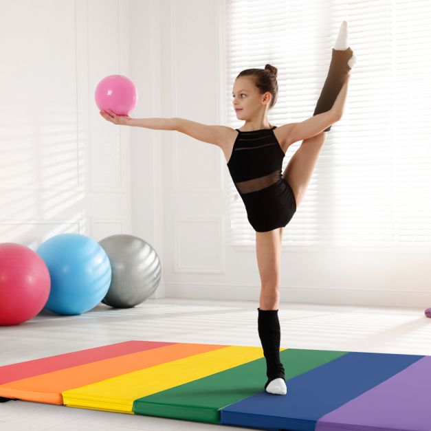 Gymnastics Mat Tri-Fold Thick Tumbling Mat with Hook and Loop Fasteners ...