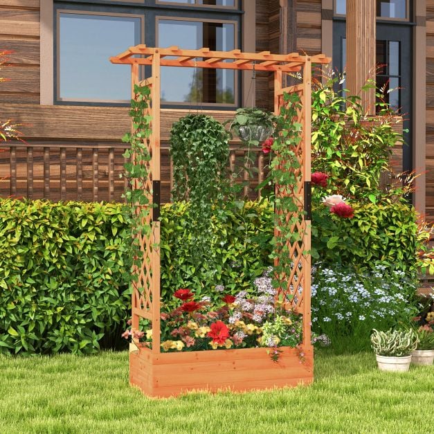 Metal Trellis With Planter Box
