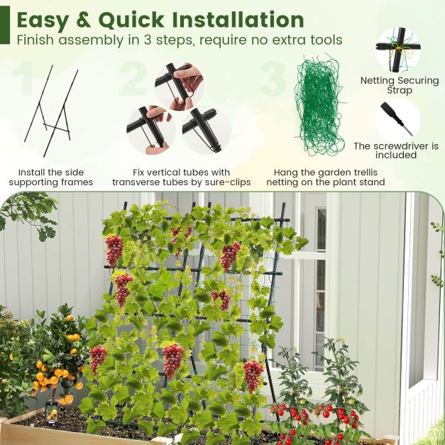 Vertical Garden Supports VidaXL Garden Plant Supports With 3 Rings 5