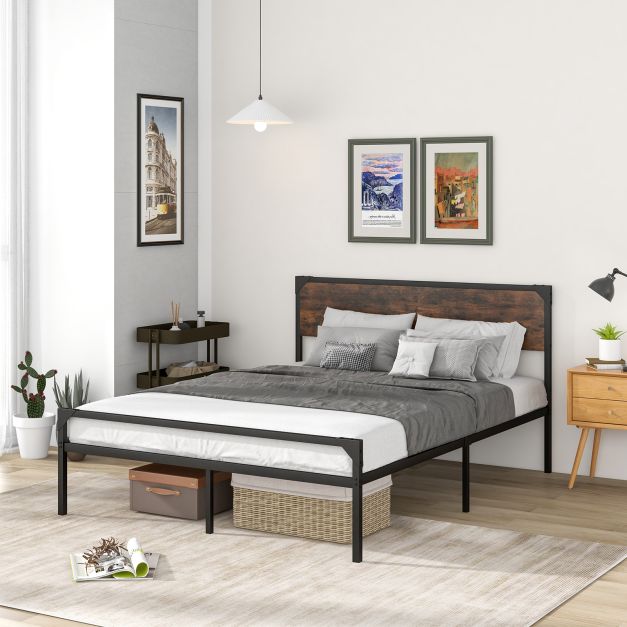 Queen Metal Platform Bed Wingback Beds – Heavenlybeds
