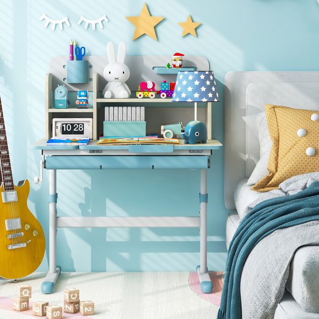 Kids Study Desk Height Adjustable Children Writing Table with Tilt ...