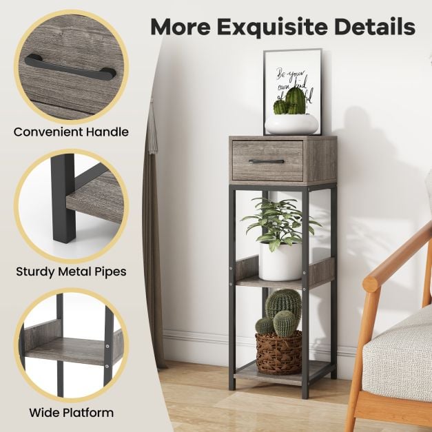 Wooden Plant Stand Drawer