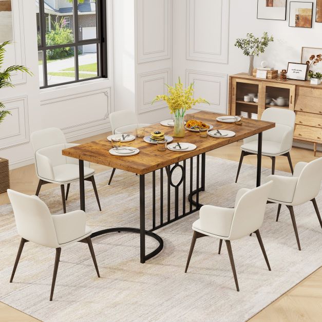 180 cm Large Dining Table for 6-8 People with Wooden Tabletop - Costway