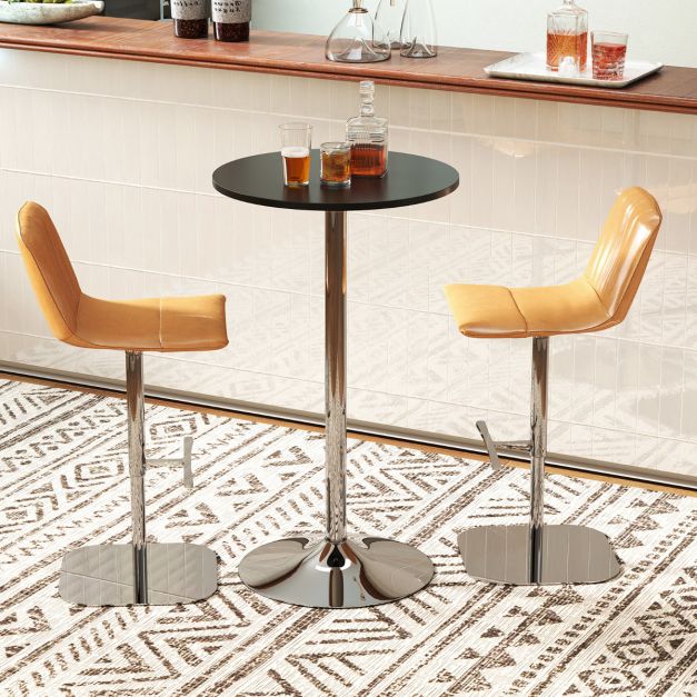 Round Bar Table with Silver Leg and Base for Home Bar - Costway