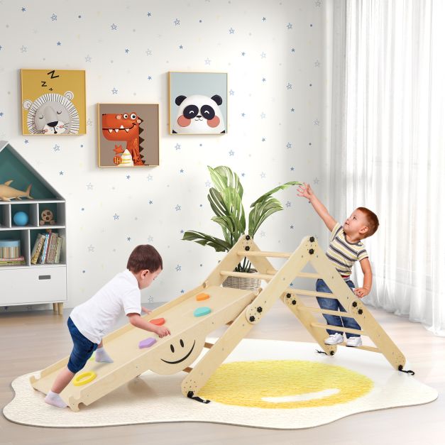Montessori Climbing Set for Toddlers Foldable with Fun Seesaw - Costway