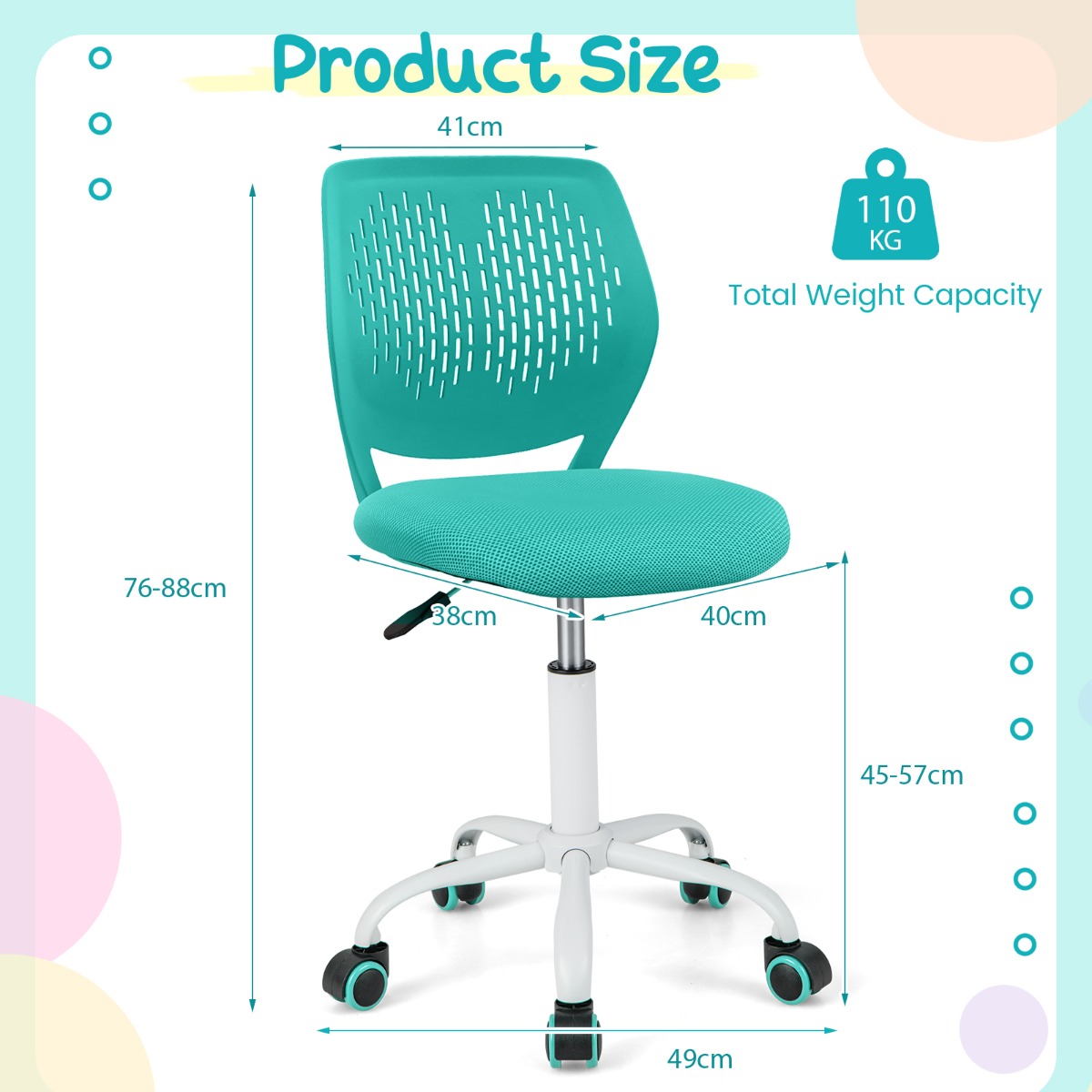 Ergonomic Children Study Chair With Adjustable Height Green - Kuiwee.com
