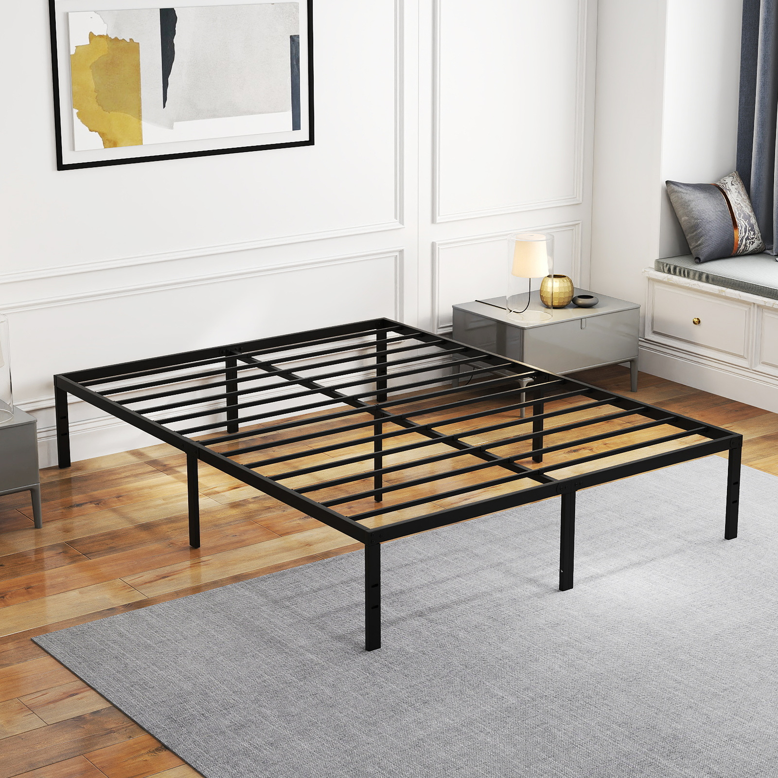 King Size Heavy Duty Metal Platform Bed Frame - Kuiwee.com