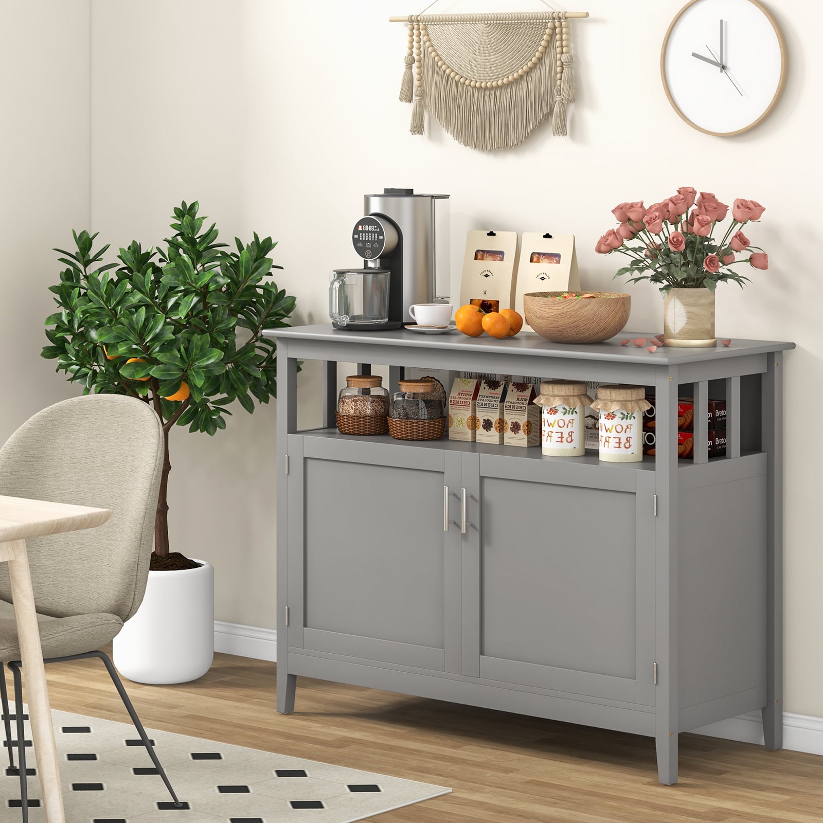 Modern Storage Cabinet Kitchen Buffet Server Sideboard Grey - Kuiwee.com