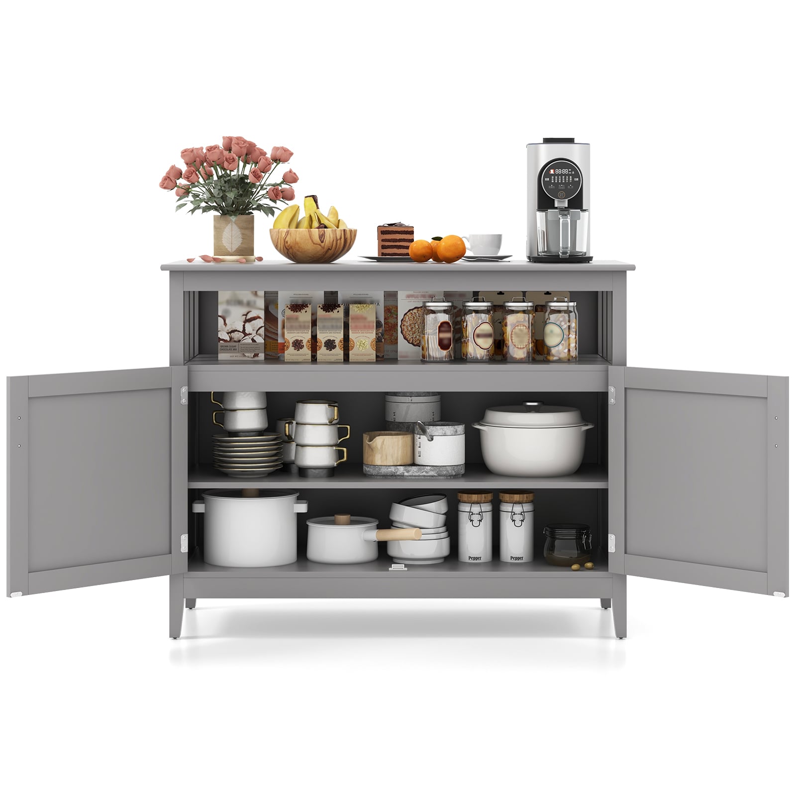 Modern Storage Cabinet Kitchen Buffet Server Sideboard Grey - Kuiwee.com