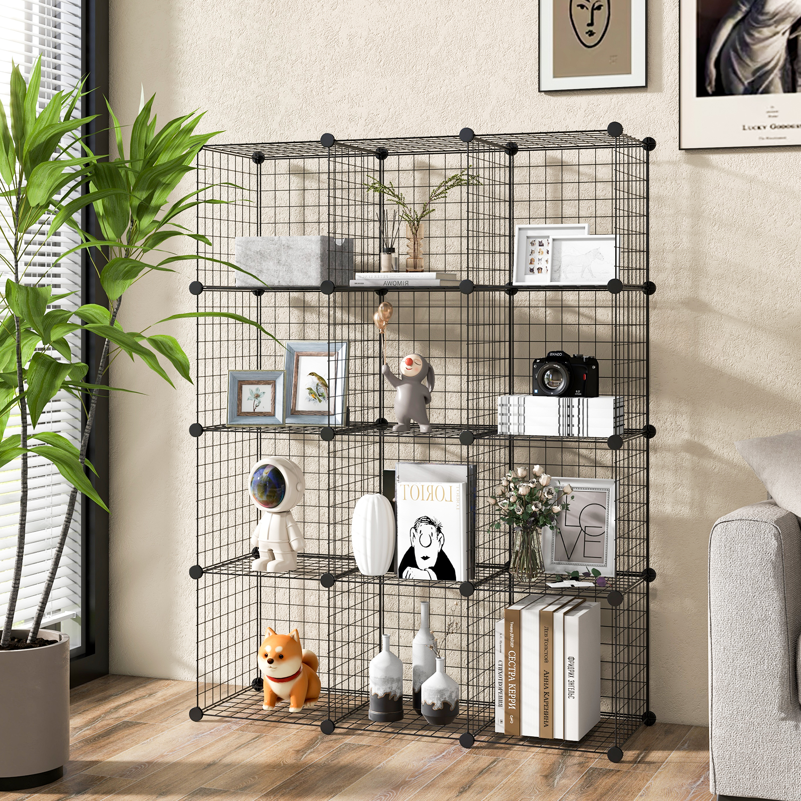 12 Wire Cube Storage Unit Black - Kuiwee.com