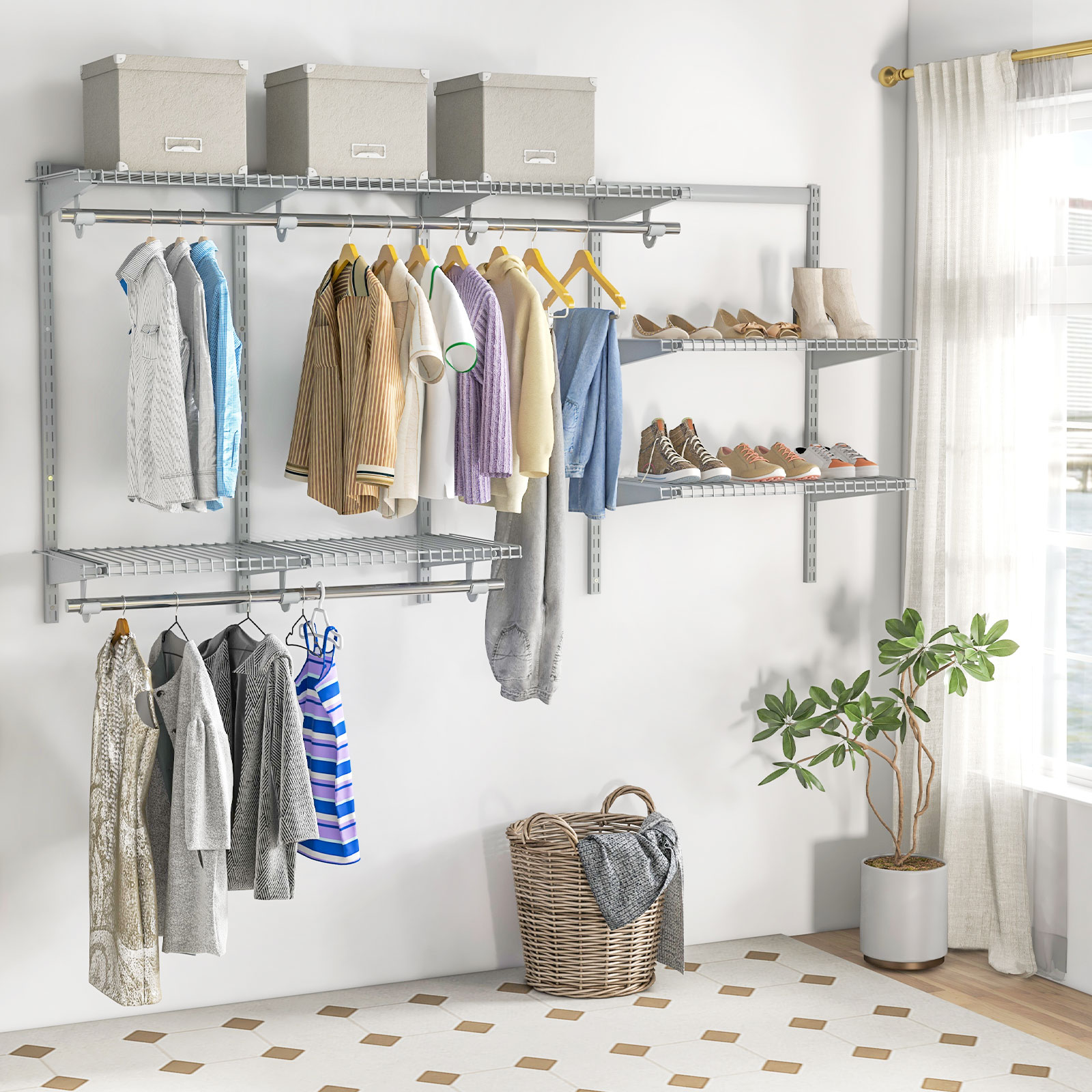 Closet Organizer ROOMTEC , 17" Wide Wall-Mounted Closet Closet System