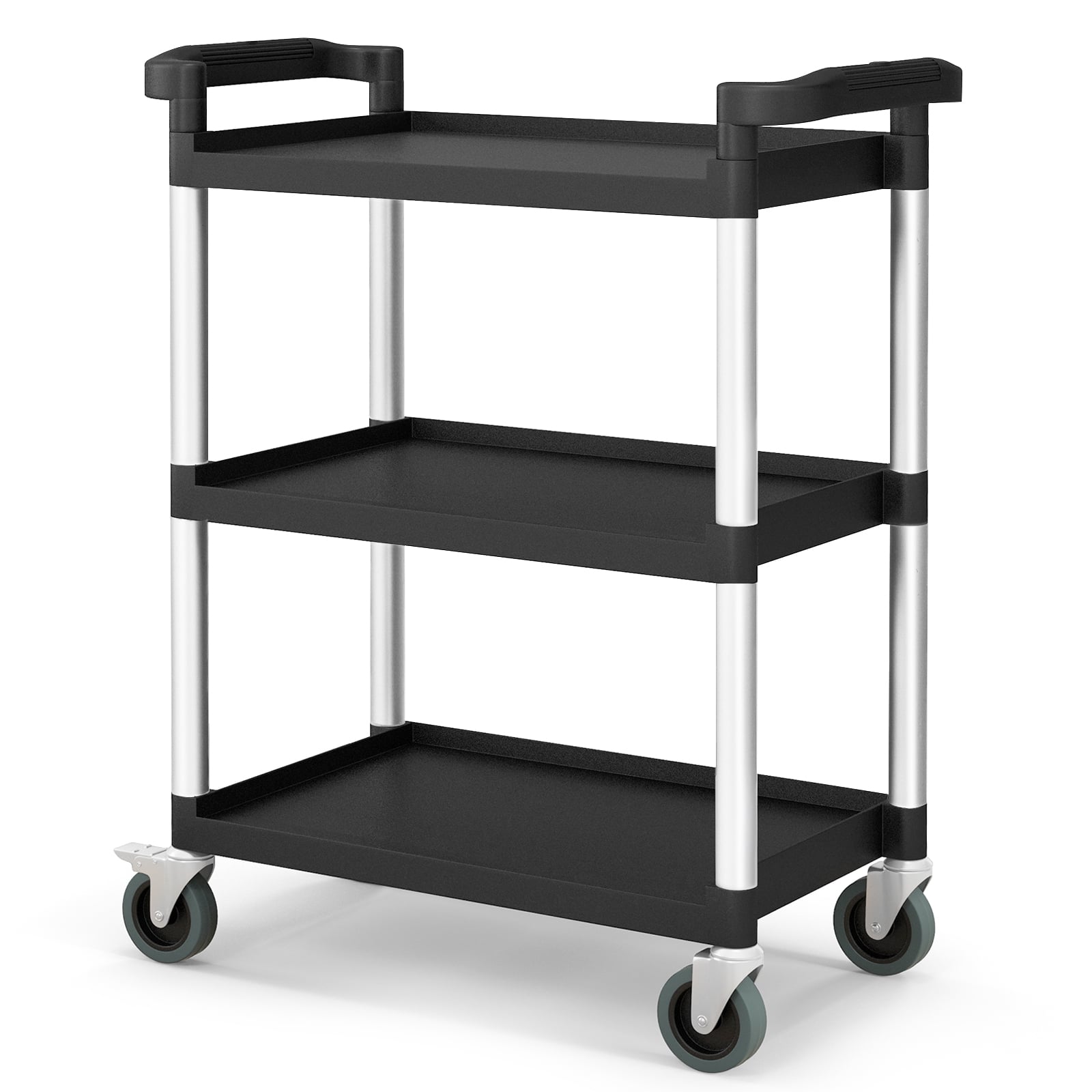 3 Tire Metal Rolling Cart With Lockable Universal Wheels - Kuiwee.com