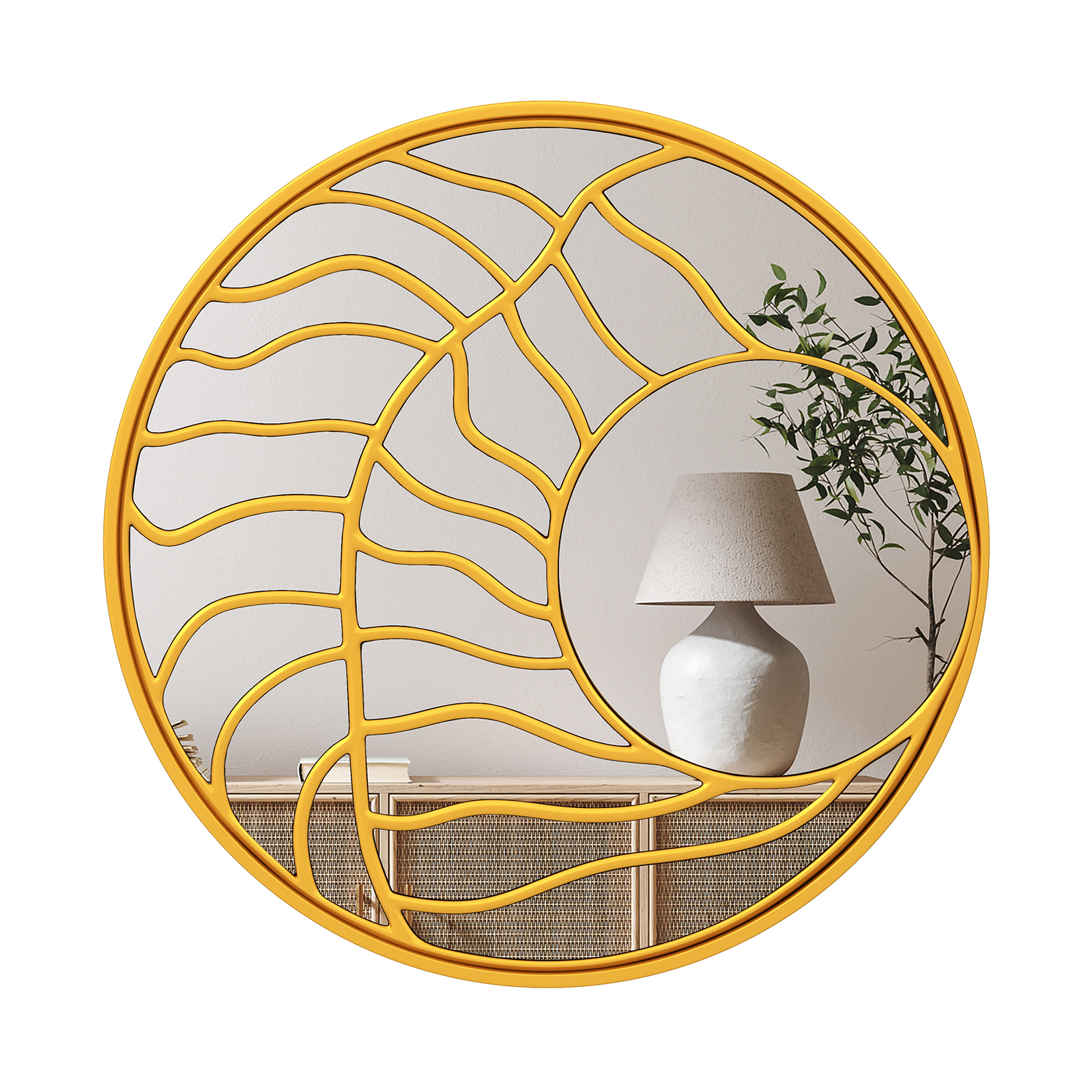 Gold Wall Mirror With Irregular Frame For Living Room Entryway Golden ...