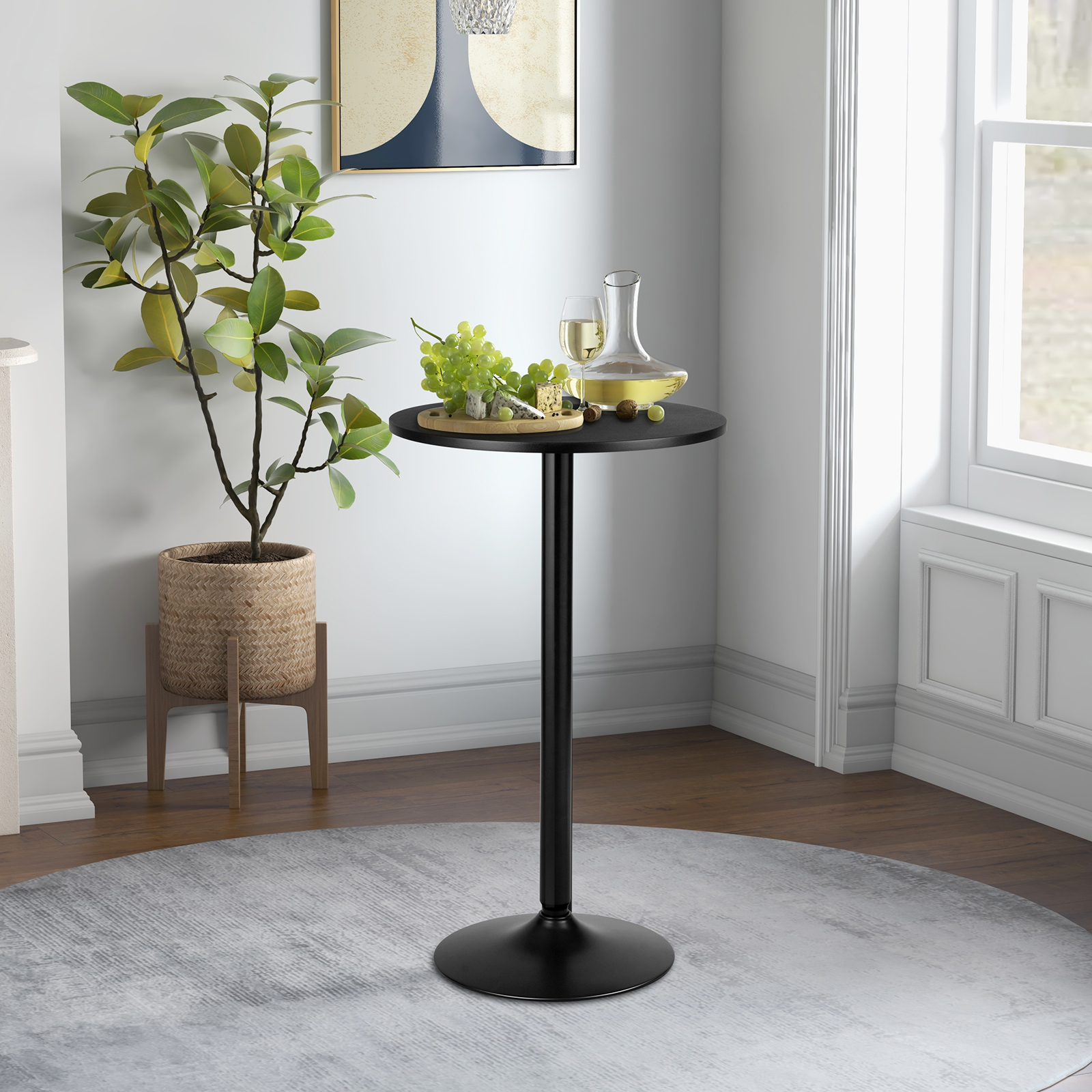 12 Pieces Round Top Pub And Bar Table With Mdf Top And Base 2 Pieces ...