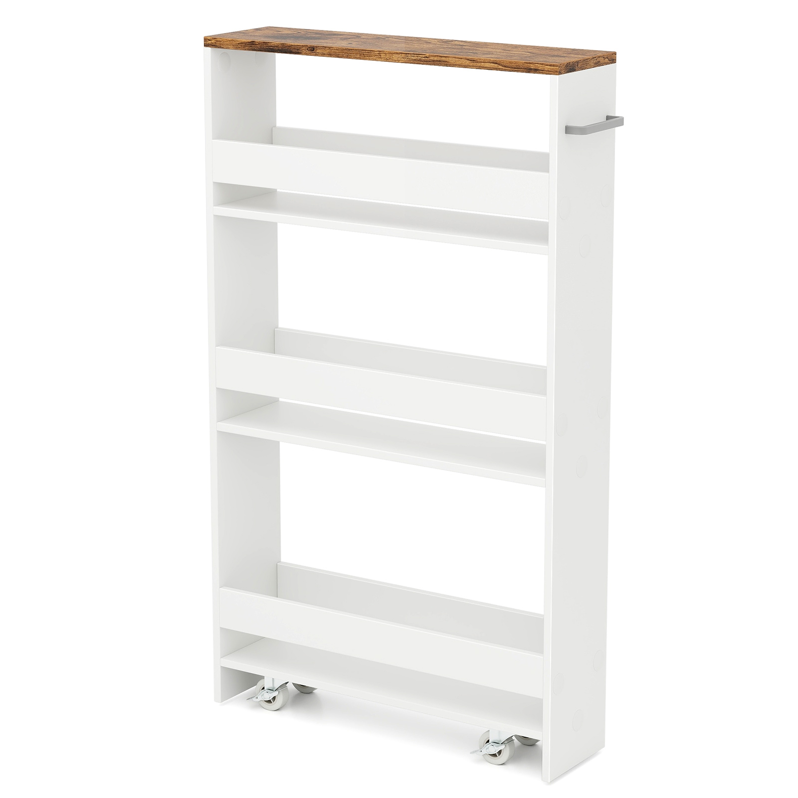 4 Tier Slim Storage Cart With Open Shelves And Wheels Coffee - Kuiwee.com