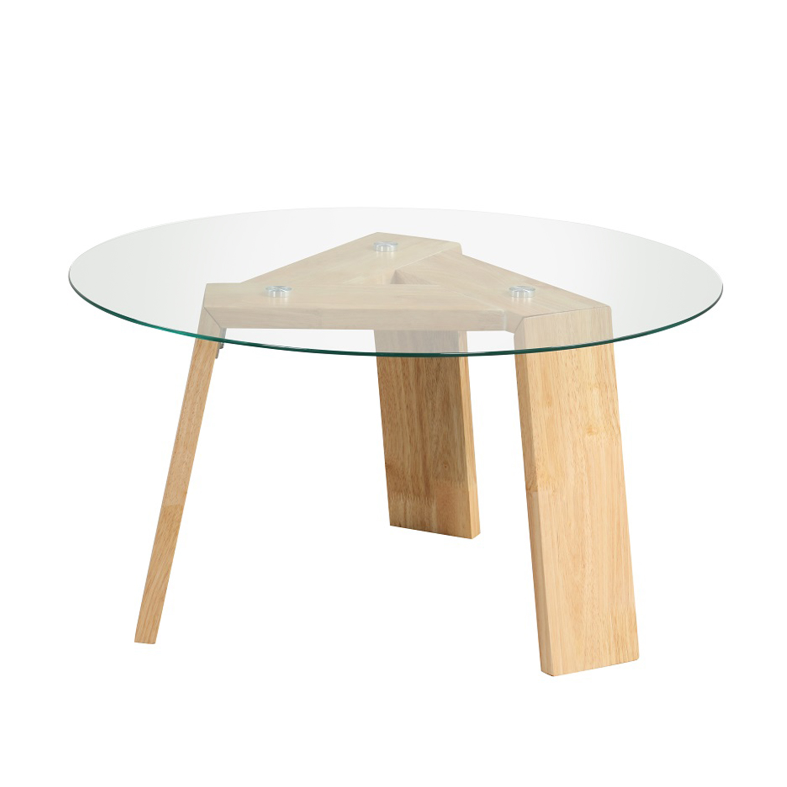 Round Coffee Table With Rubber Wood Tripod Support Frame Natural ...