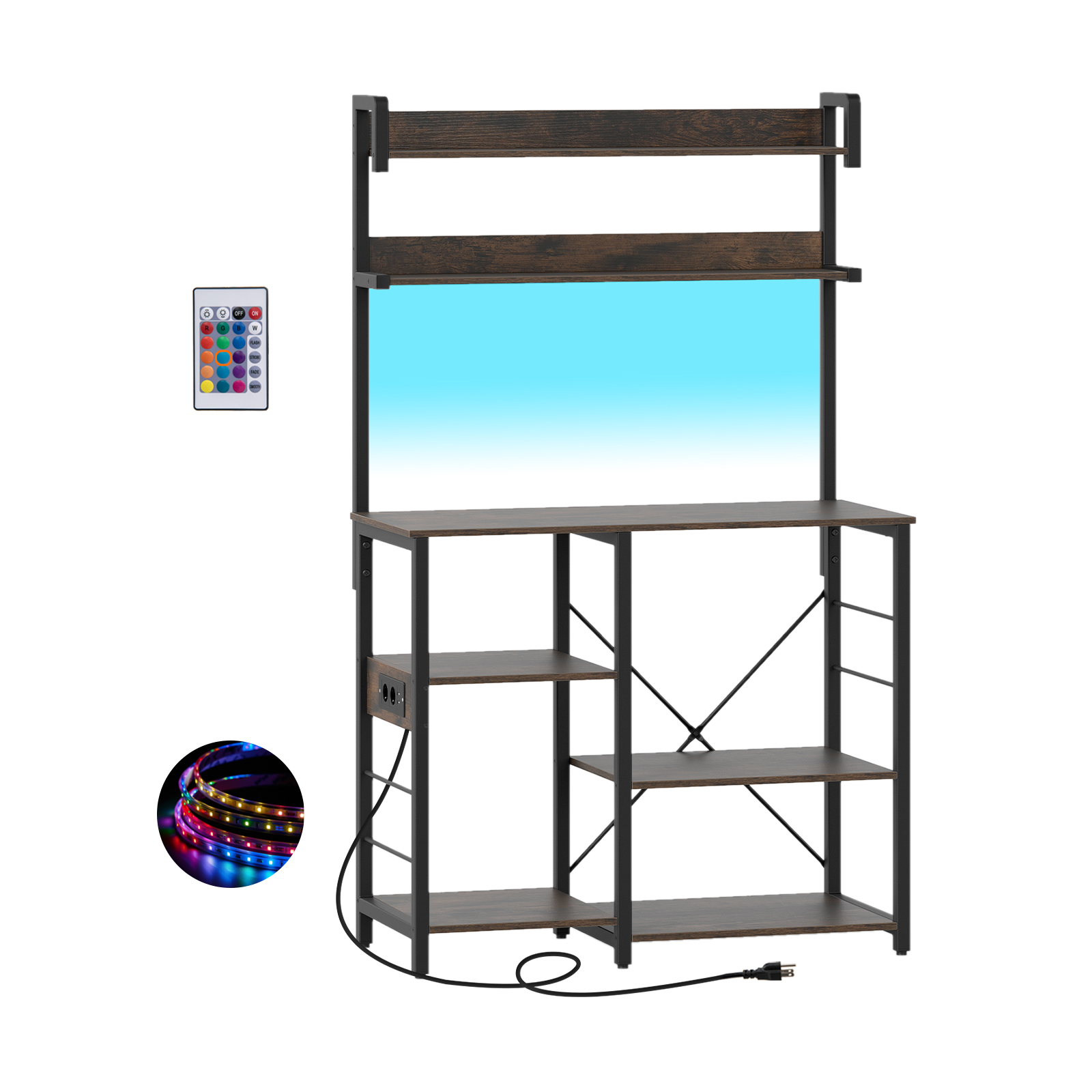Kitchen Bakers Rack With Power Outlet 5 Tier Microwave Oven Stand With ...