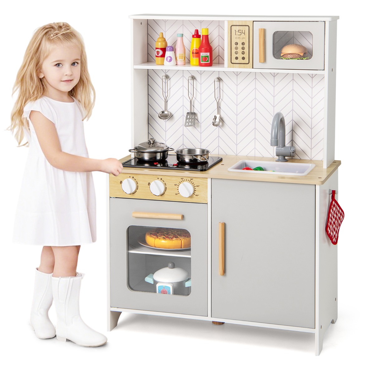 Kids Kitchen Playset With Lights And Sounds Stove Oven Sink Faucet ...