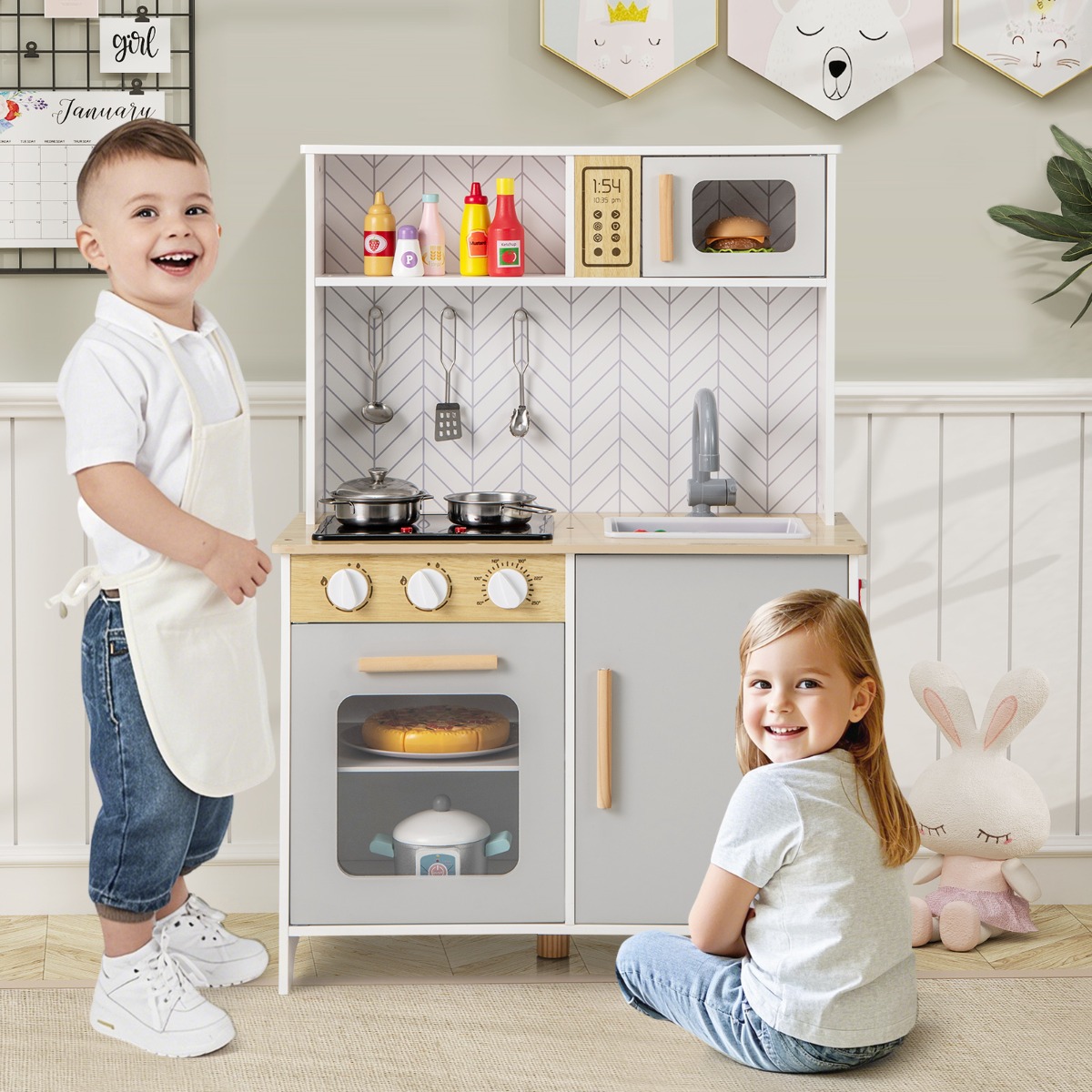 Kids Kitchen Playset With Lights And Sounds Stove Oven Sink Faucet ...