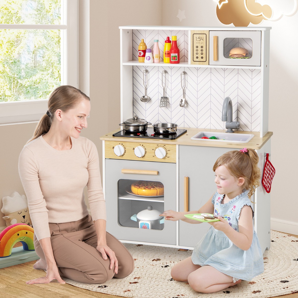 Kids Kitchen Playset With Lights And Sounds Stove Oven Sink Faucet ...