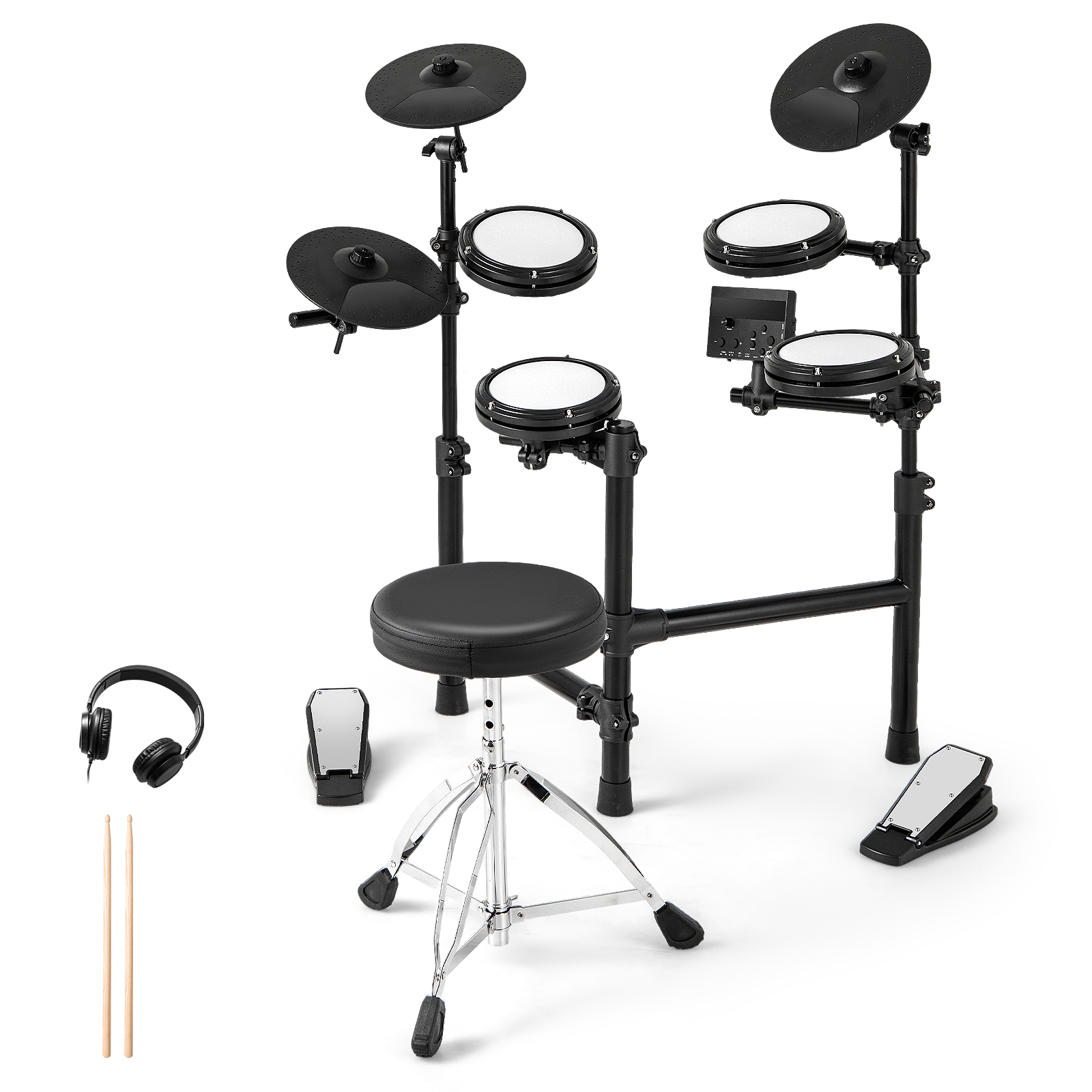 Electric Drum Set Foldable Drum Kit With 18 Cm Mesh Drum Pads - Kuiwee.com