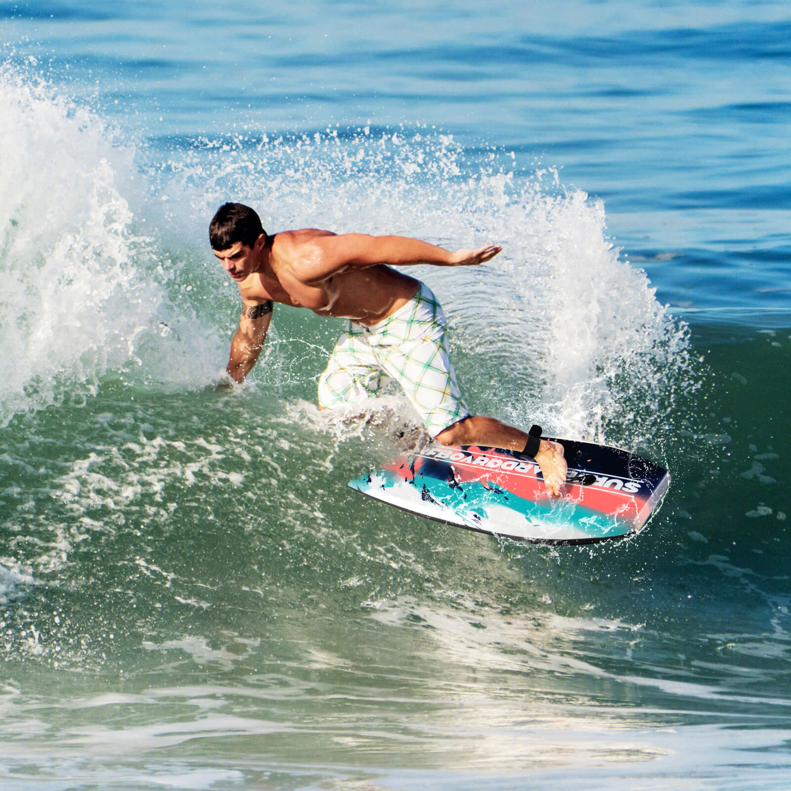 84 Cm Lightweight Body Board Boogie Board With Wrist Leash S - Kuiwee.com