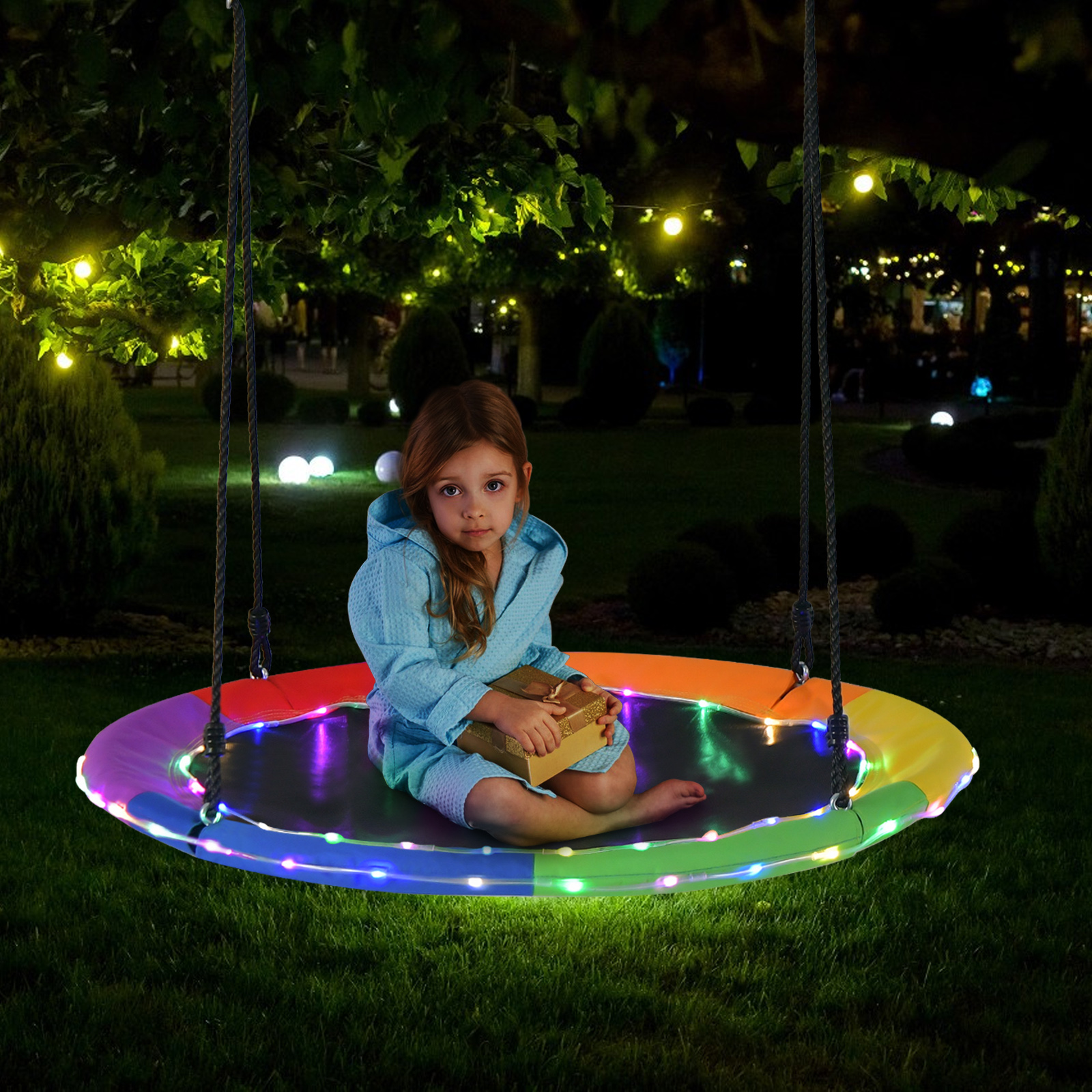 Flying Saucer Tree Swing With 8 Light Modes And Adjustable Hanging ...