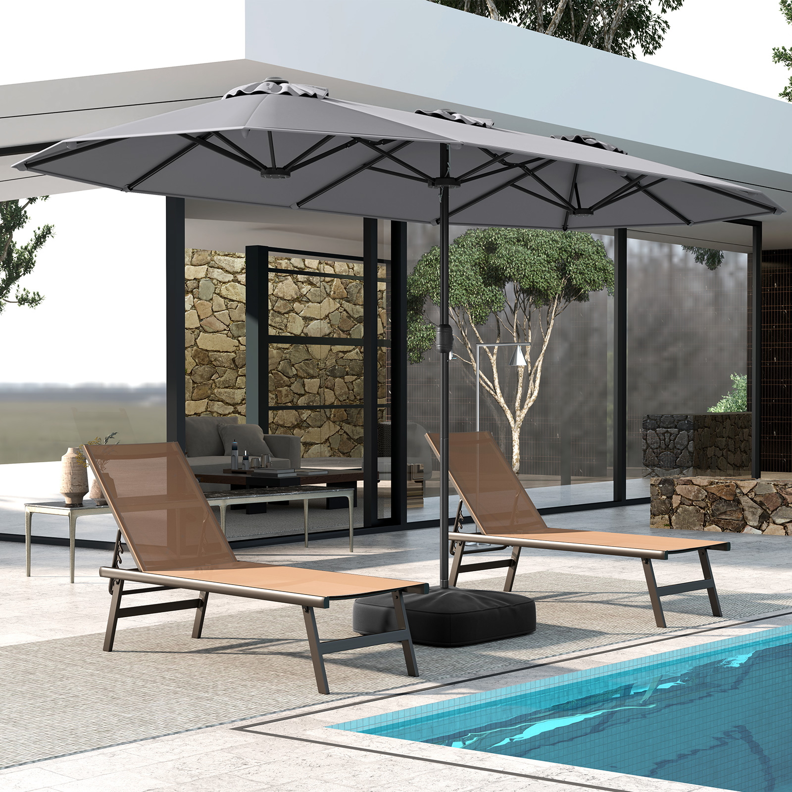 Extra Large Double Sided Patio Umbrella Twin With Fillable Base And ...