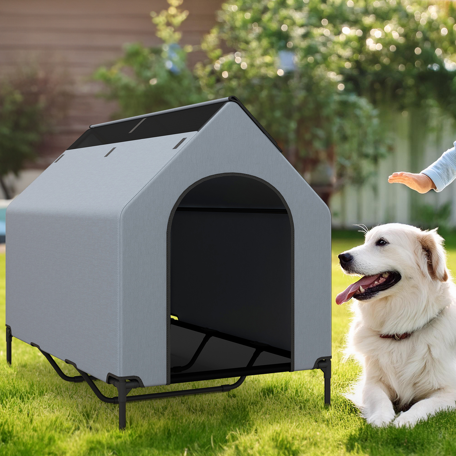 91110132cm Elevated Dog House Large Pet House With Ventilated Windows L ...
