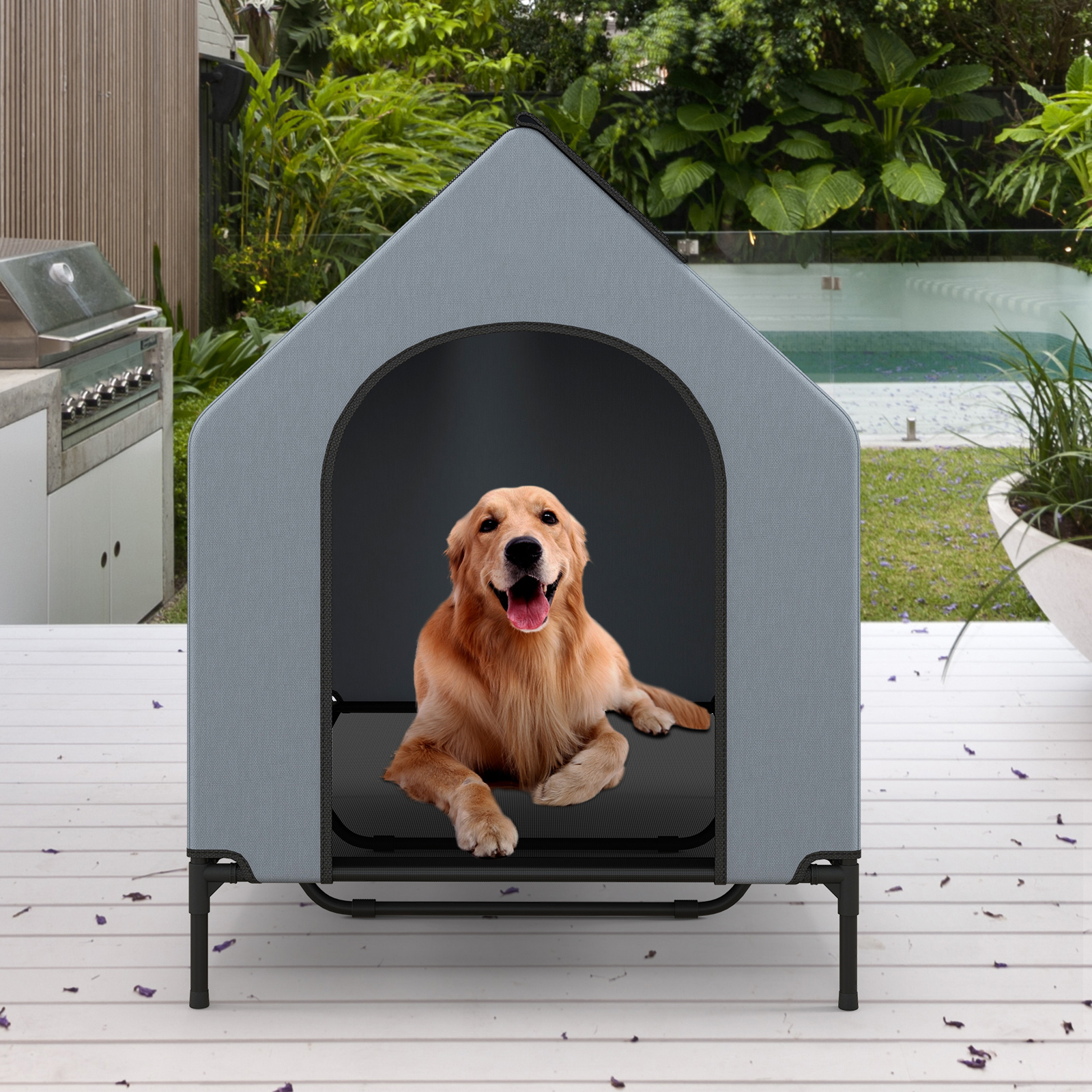91110132cm Elevated Dog House Large Pet House With Ventilated Windows L ...