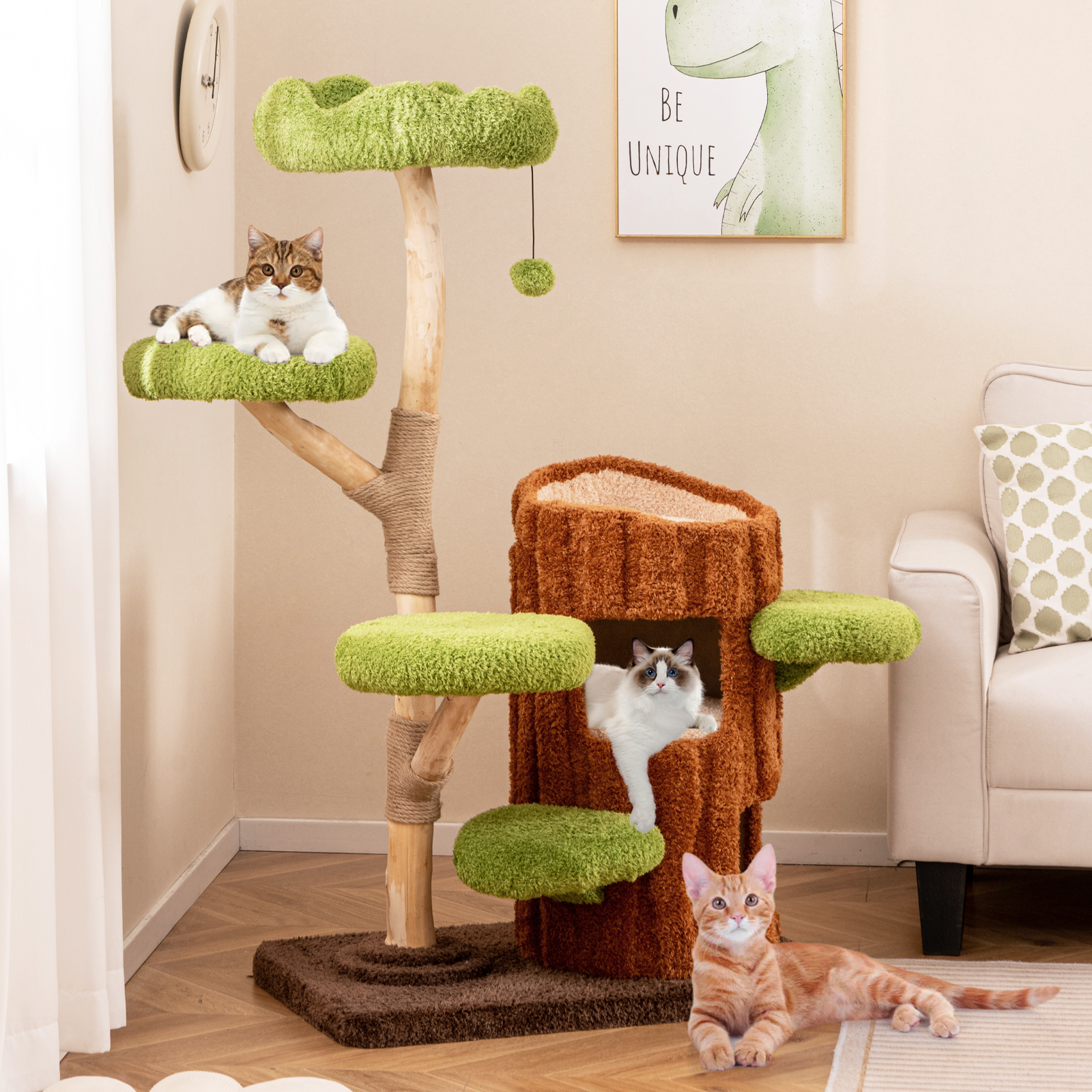 Multi Level Cat Tree Tree Hole Designed Cat Tower With Double Decker ...