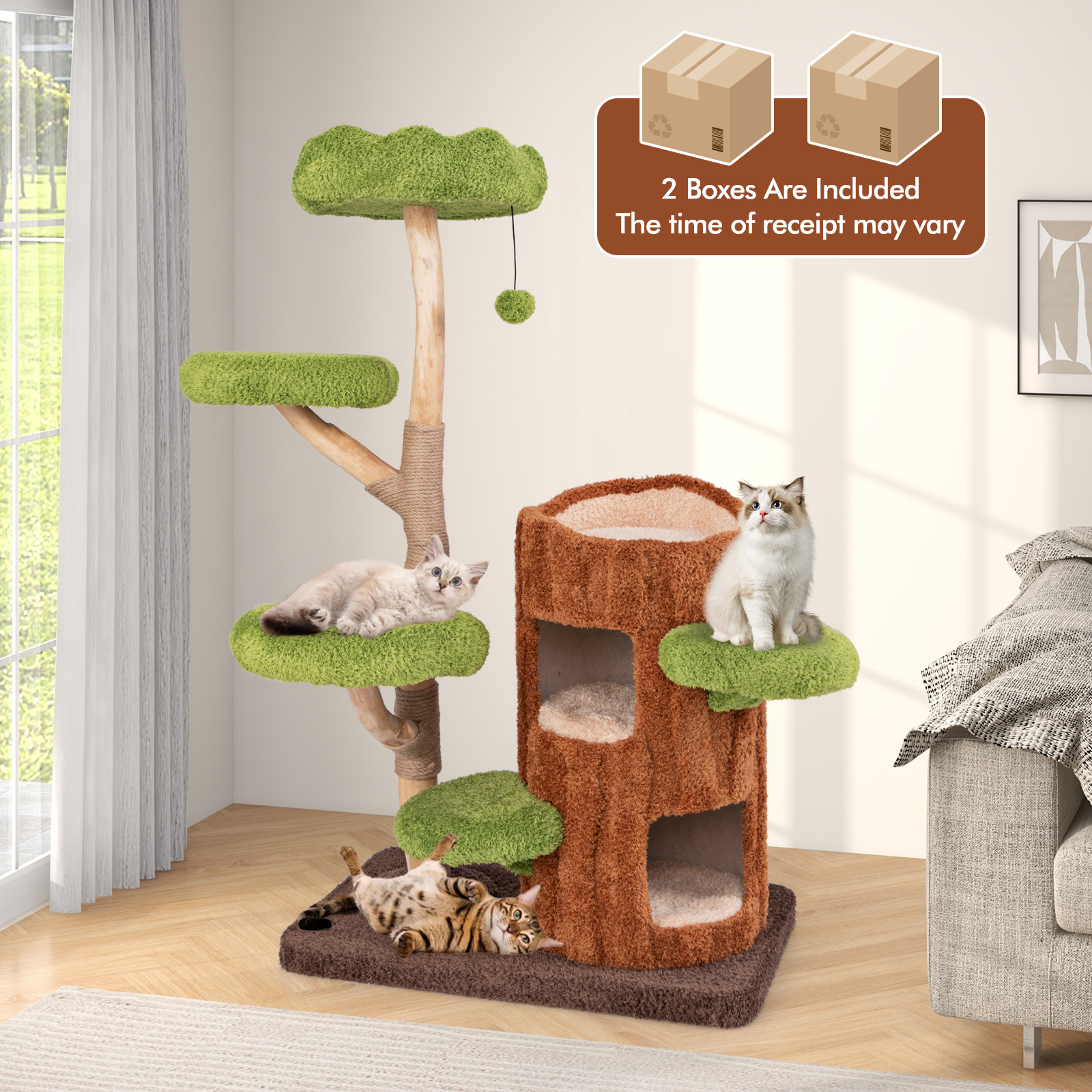 Multi Level Cat Tree Tree Hole Designed Cat Tower With Double Decker ...