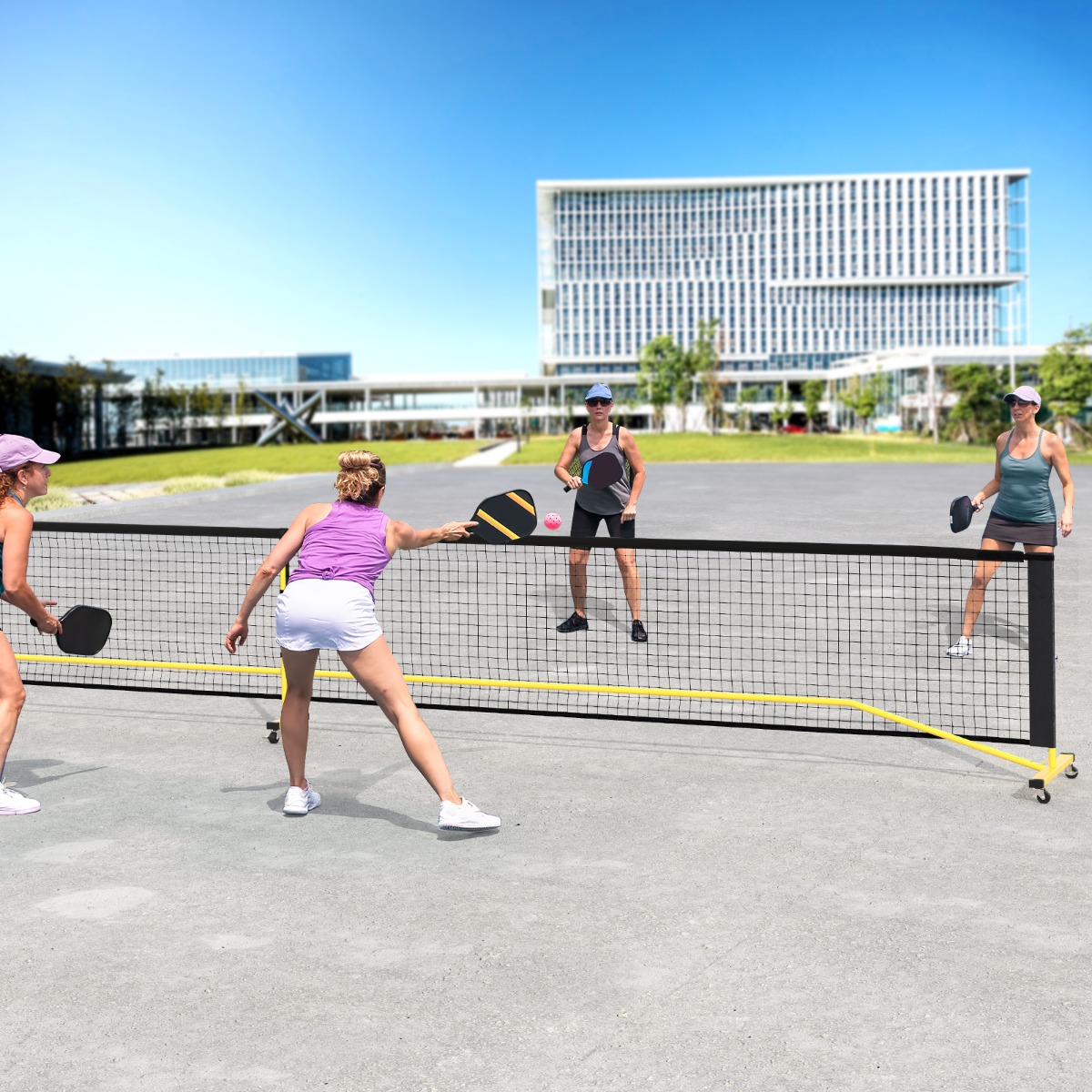 Portable Regulation Size Pickle Ball Net System With 6 Lockable Wheels ...