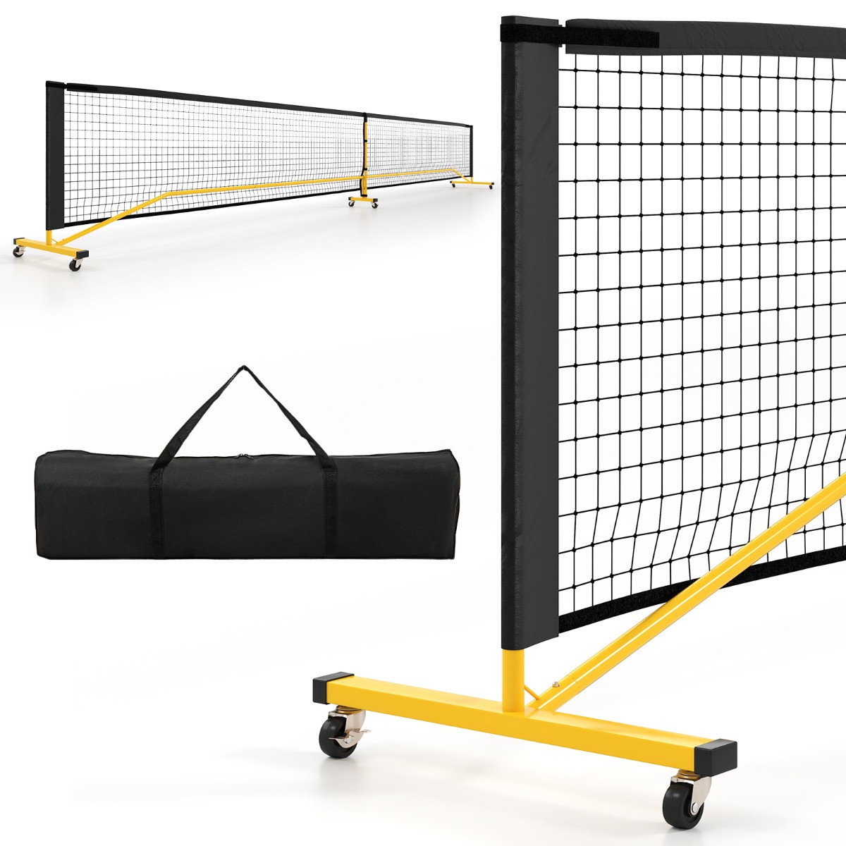 Portable Regulation Size Pickle Ball Net System With 6 Lockable Wheels ...