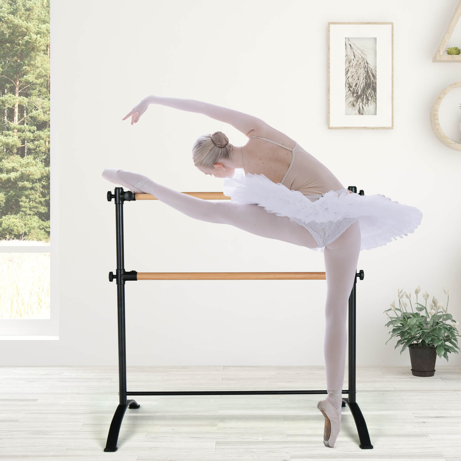 4 Feet Freestanding Ballet Barre With Height Adjustable Black - Kuiwee.com