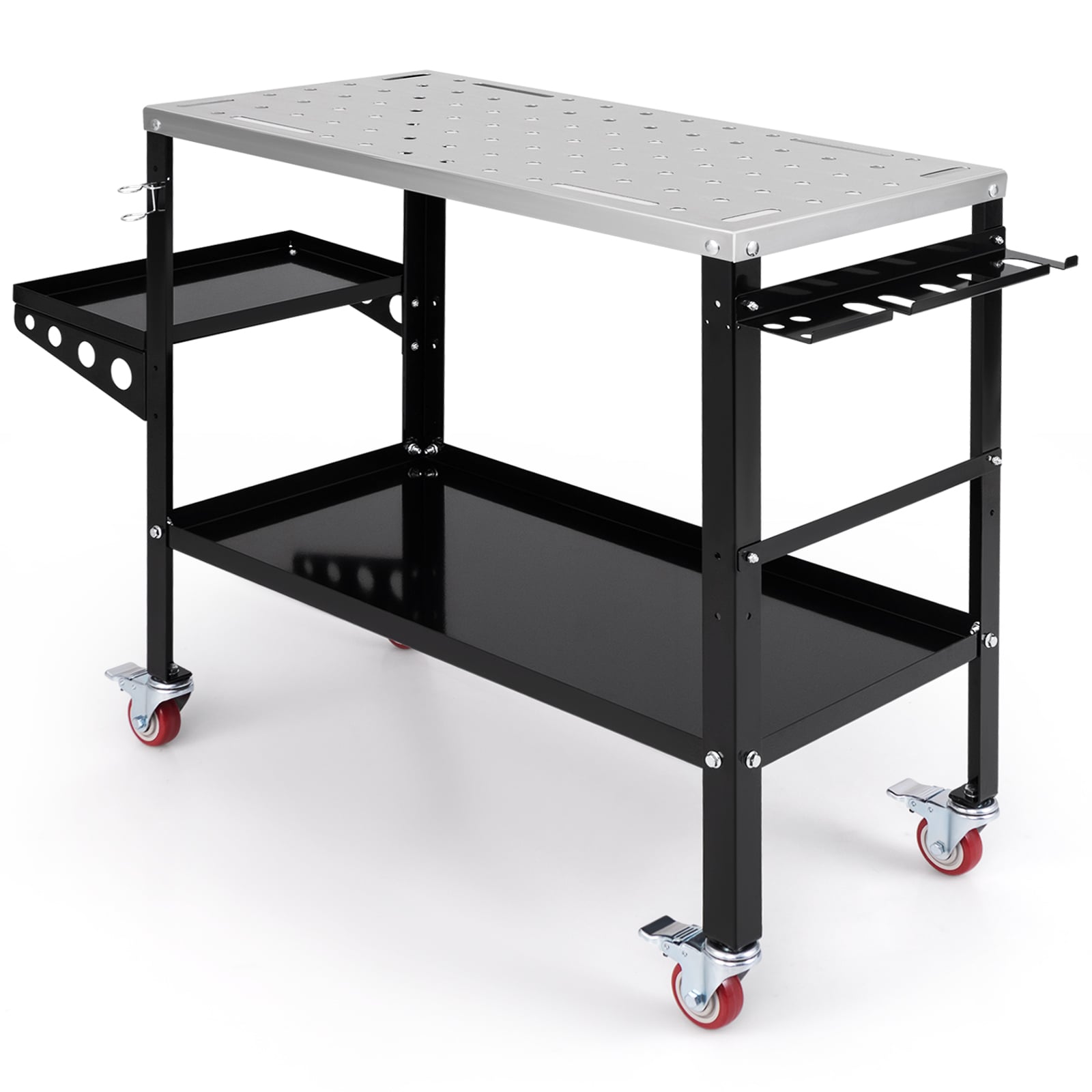 Welding Table Workbench On Wheels With Tool Rack And Tray Black ...