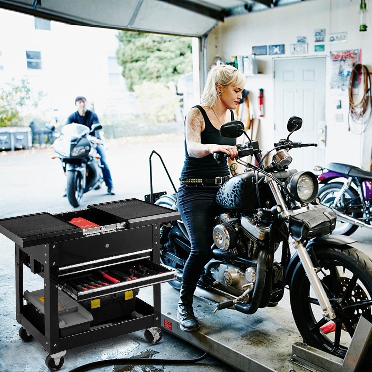 Lockable Rolling Tool Cart With Wheels And Drawers - Kuiwee.com