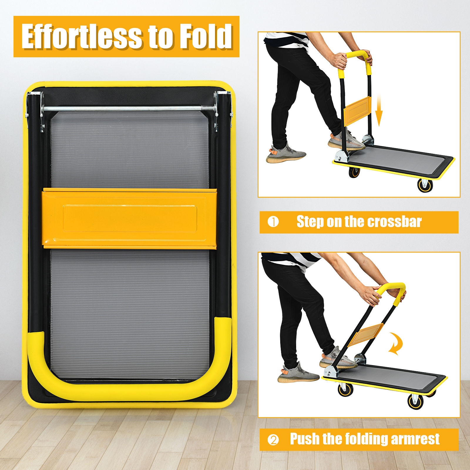 Folding Push Cart Dolly Moving Hand Truck With 360 Degree Swivel Wheels ...