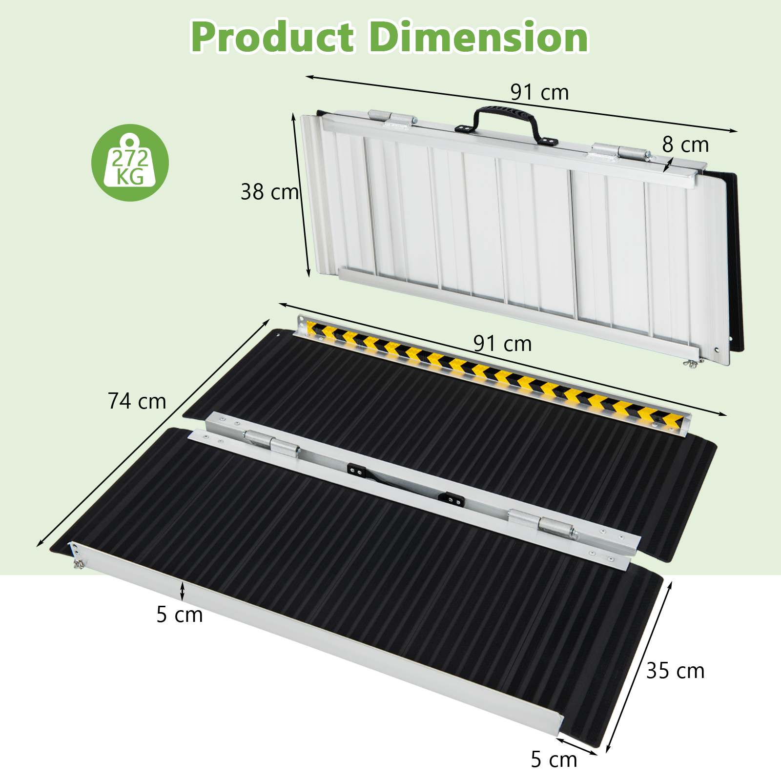 Portable Aluminum Wheelchair Ramp With Transition Plate 3ft - Kuiwee.com