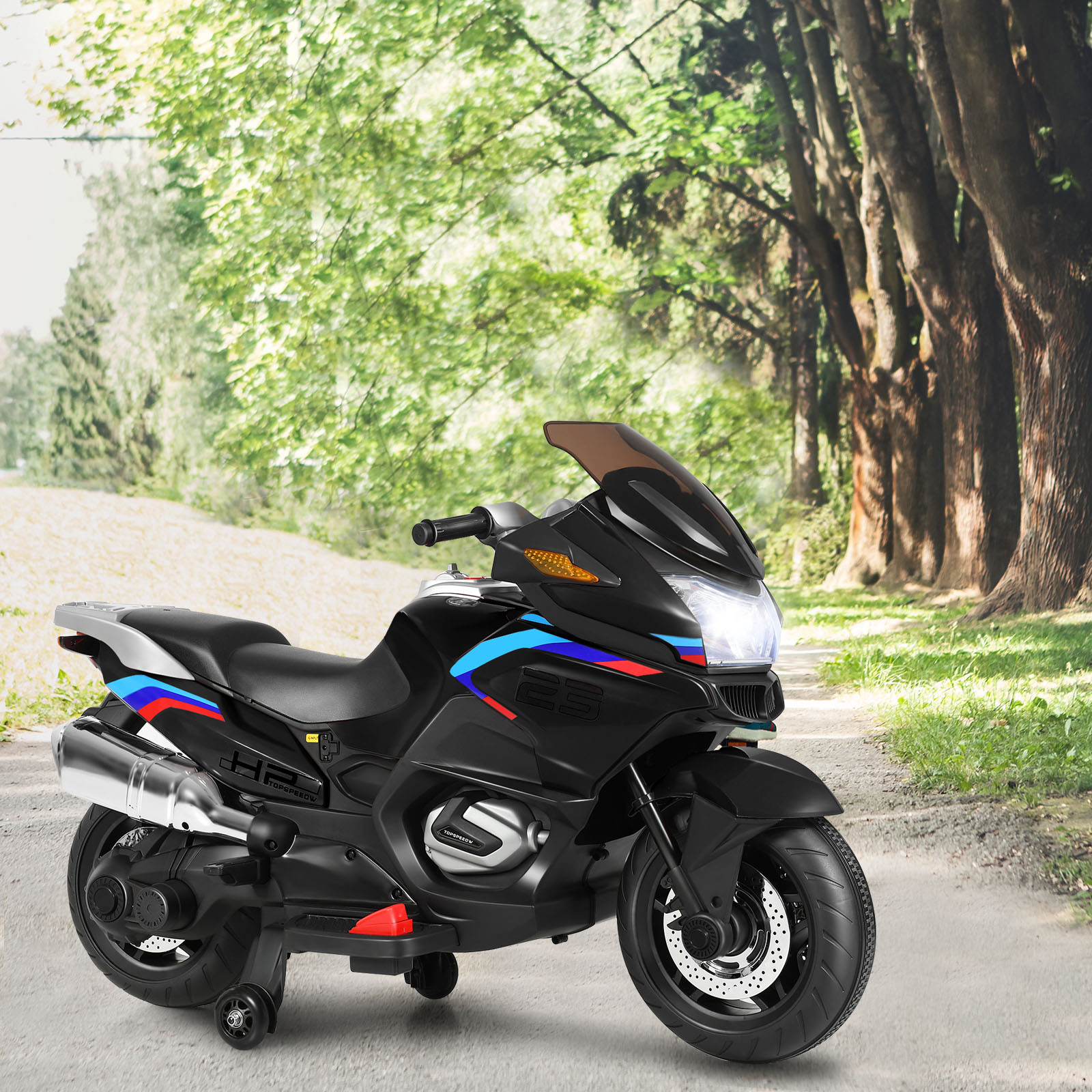 12v Electric Battery Powered Ride On Motorcycle With Training Wheels ...