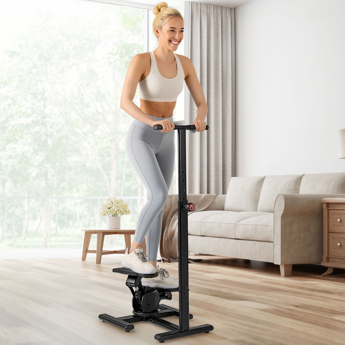 Twist Stepper With Adjustable Handlebar And Lcd Monitor Black - Kuiwee.com