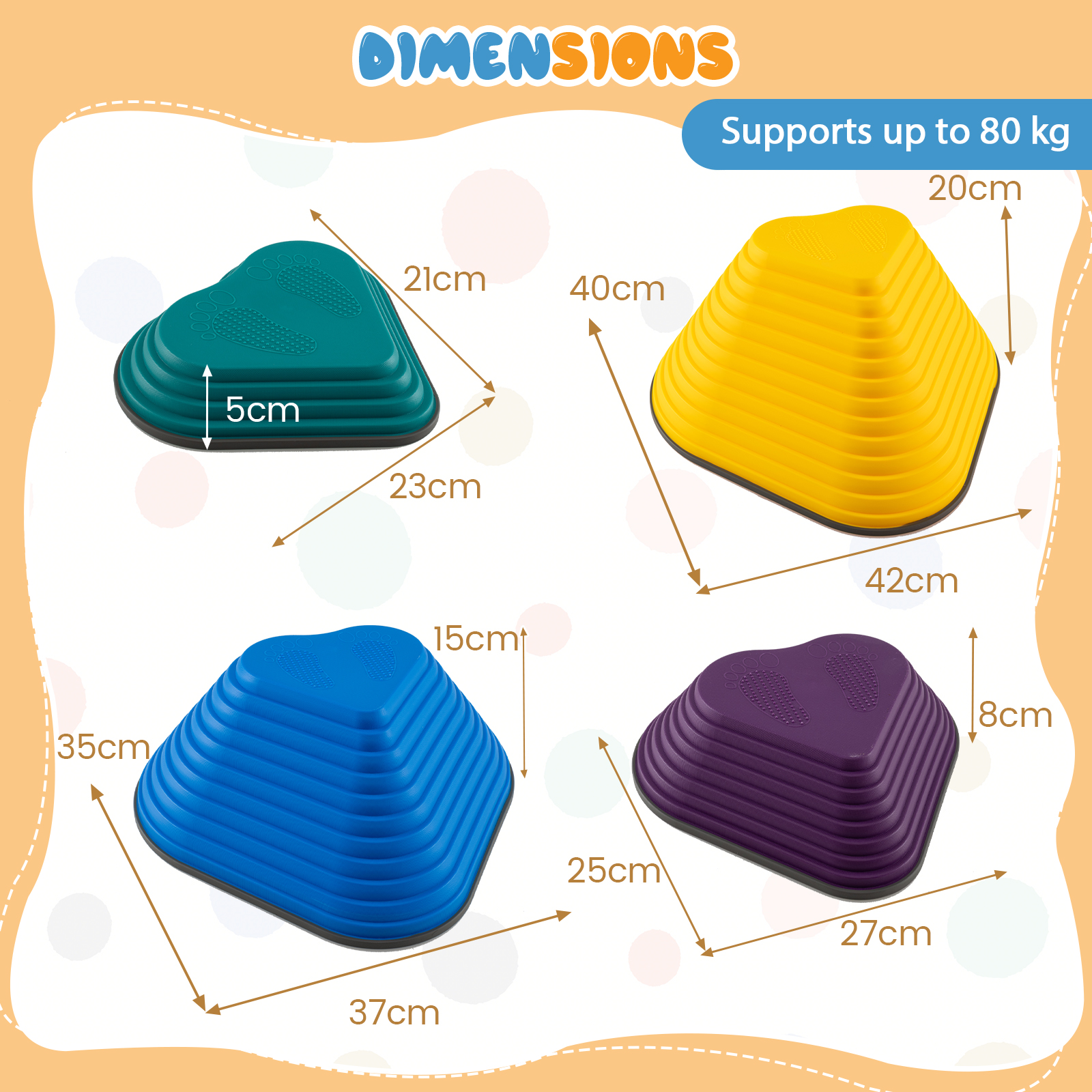 Set Of 11 Kids Stepping Stones Balance Blocks With Full Edge Multicolor ...